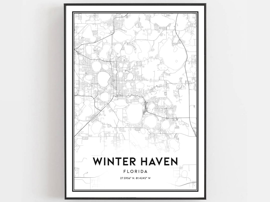 Winter Haven Map Print, Winter Haven Map Poster Wall Art, Fl City Map ...