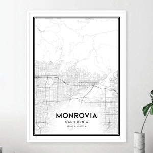 Monrovia Map Print, Monrovia Map Poster Wall Art, Ca City Map ...