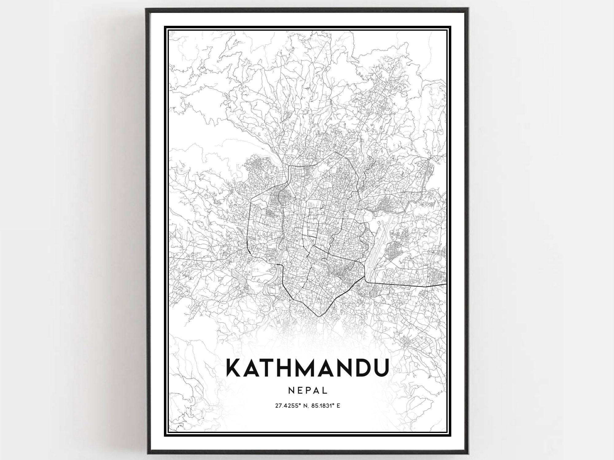 Kathmandu Map Print Kathmandu Map Poster Wall Art Kathmandu | Etsy