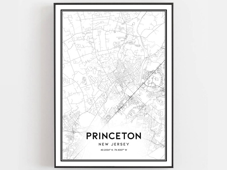 Princeton Map Print Princeton Map Poster Wall Art Nj City - Etsy