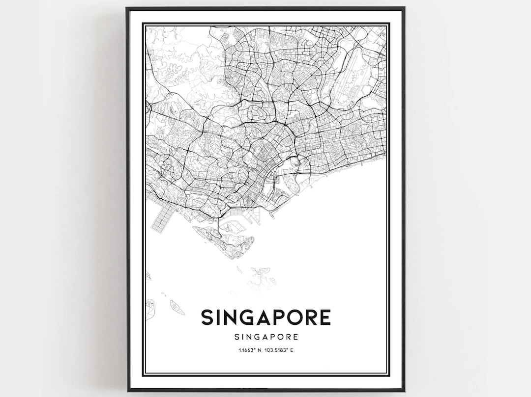 Singapore Map Print, Singapore Map Poster Wall Art, Singapore City Map ...