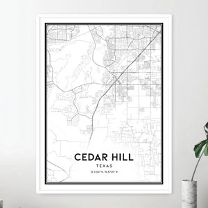 Cedar Hill Map Print, Cedar Hill Map Poster Wall Art, Tx City Map ...