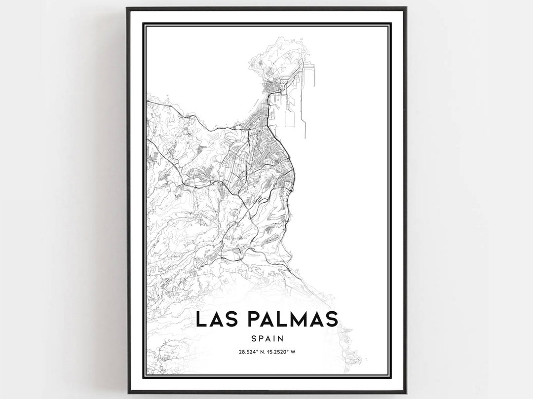 Las Palmas Map Print, Las Palmas Map Poster Wall Art, Las Palmas City ...