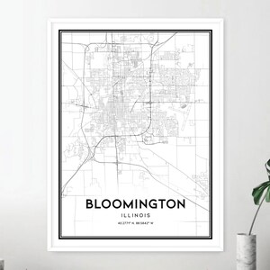 Bloomington Map Print, Bloomington Map Poster Wall Art, Il City Map ...
