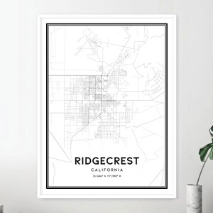 Ridgecrest Map Print, Ridgecrest Map Poster Wall Art, Ca City Map ...