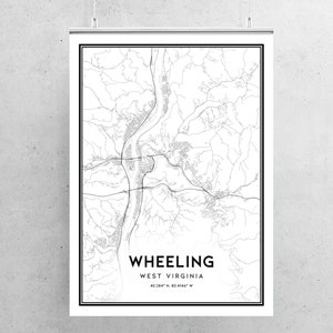 Wheeling Map Print, Wheeling Map Poster Wall Art, Va City Map, West ...