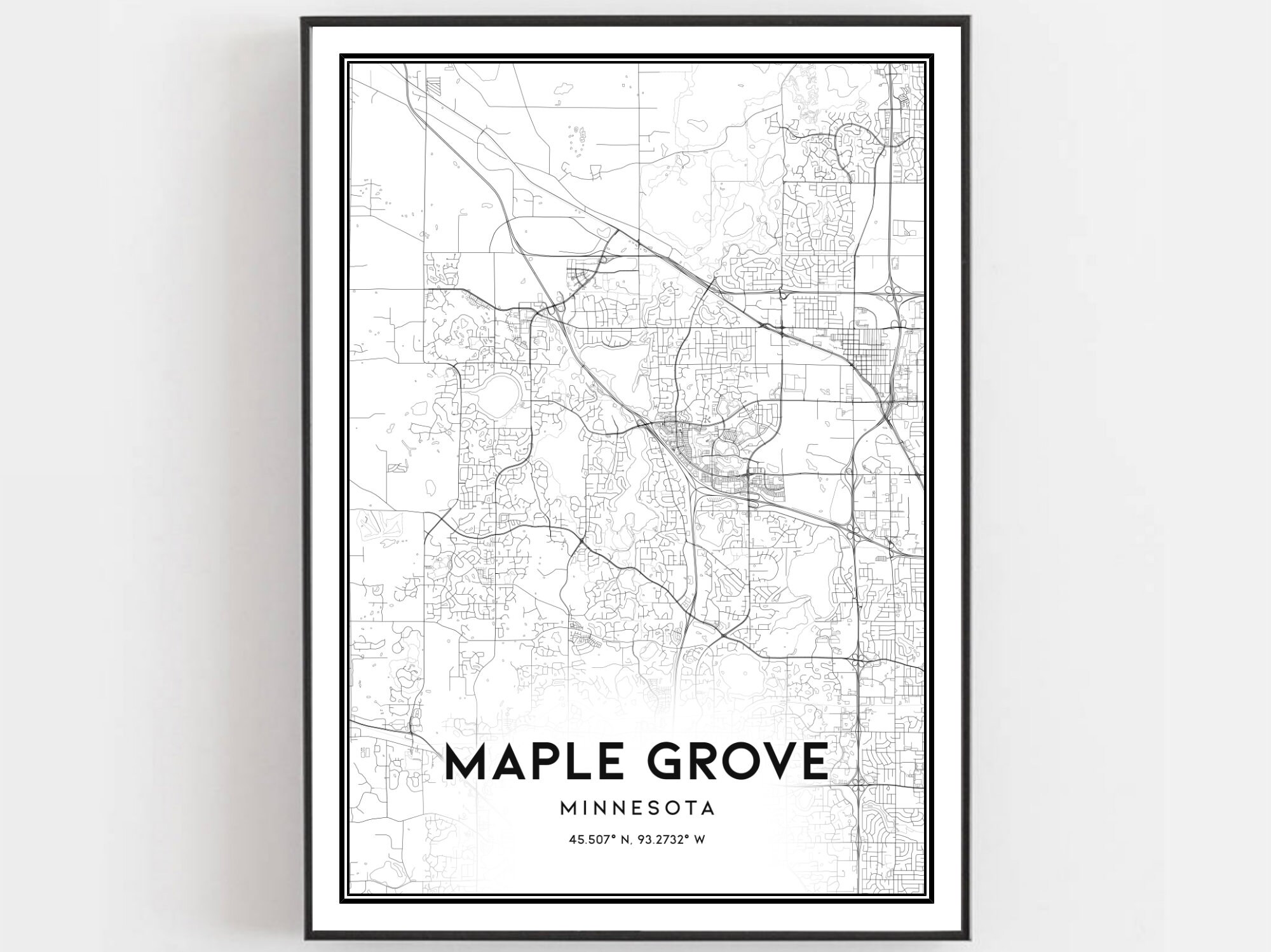Maple Grove Map Print Maple Grove Map Poster Wall Art Mn | Etsy