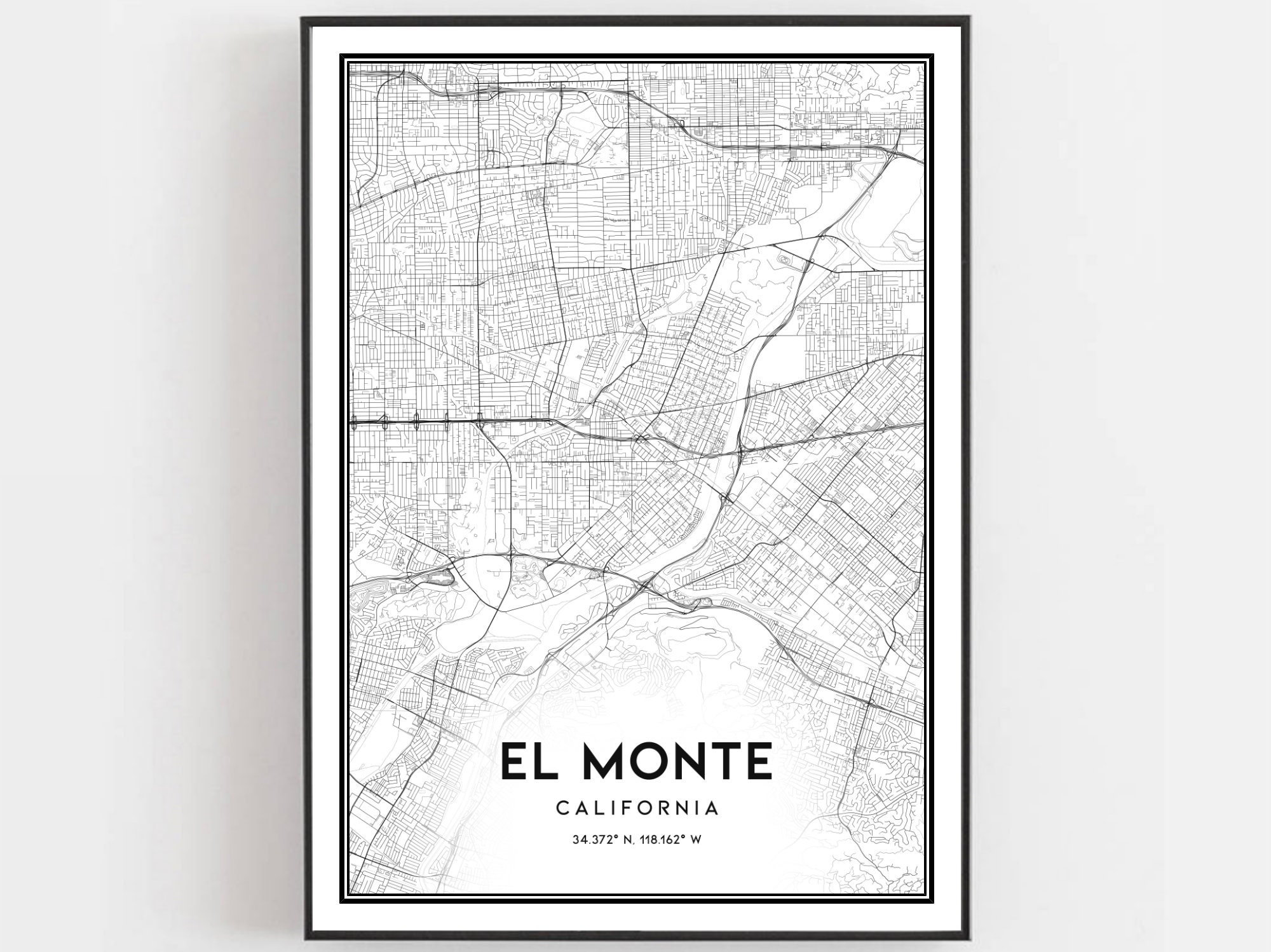 El Monte Map Print El Monte Map Poster Wall Art Ca City Map | Etsy