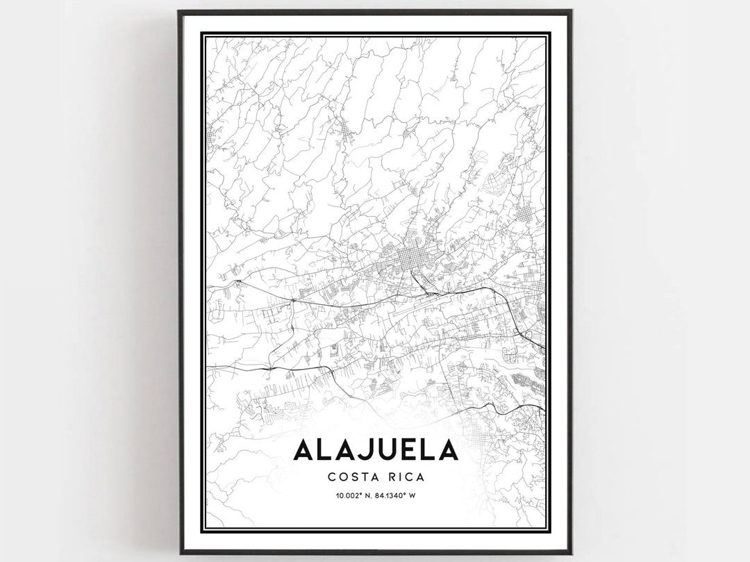 Alajuela Map Print, Alajuela Map Poster Wall Art, Alajuela City Map ...