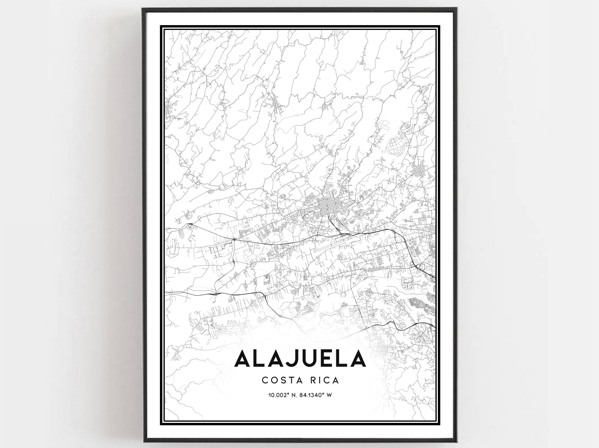 Alajuela Map Print Alajuela Map Poster Wall Art Alajuela | Etsy