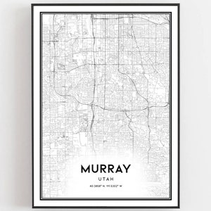 Murray Map Print, Murray Map Poster Wall Art, Ut City Map, Utah Print ...