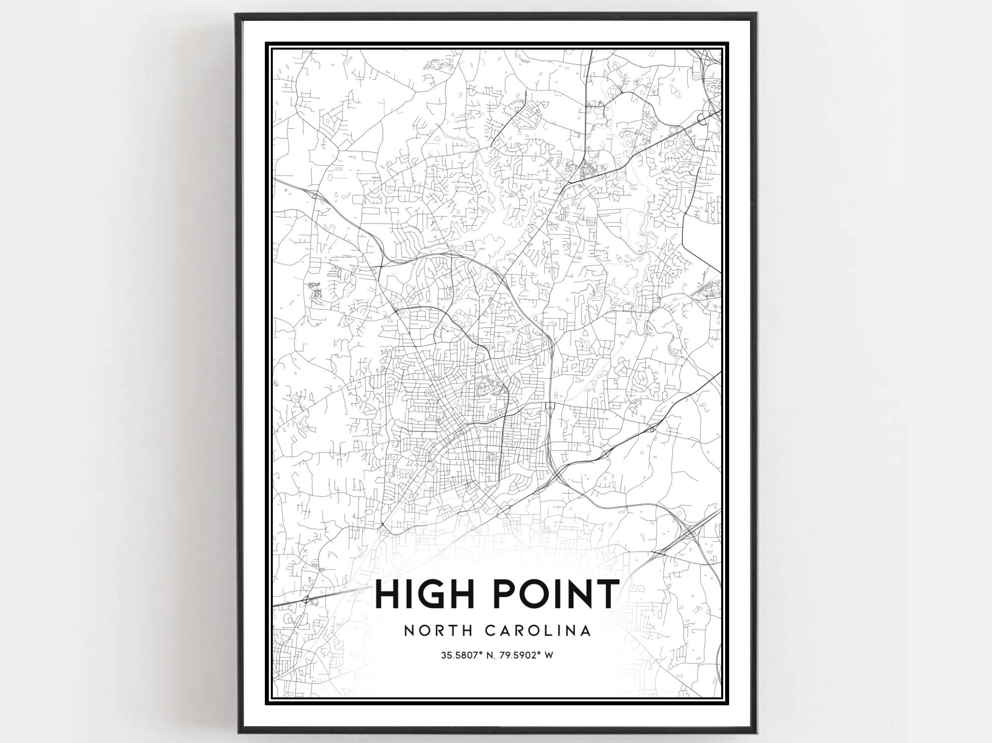 High Point Map Print High Point Map Poster Wall Art Nc City | Etsy