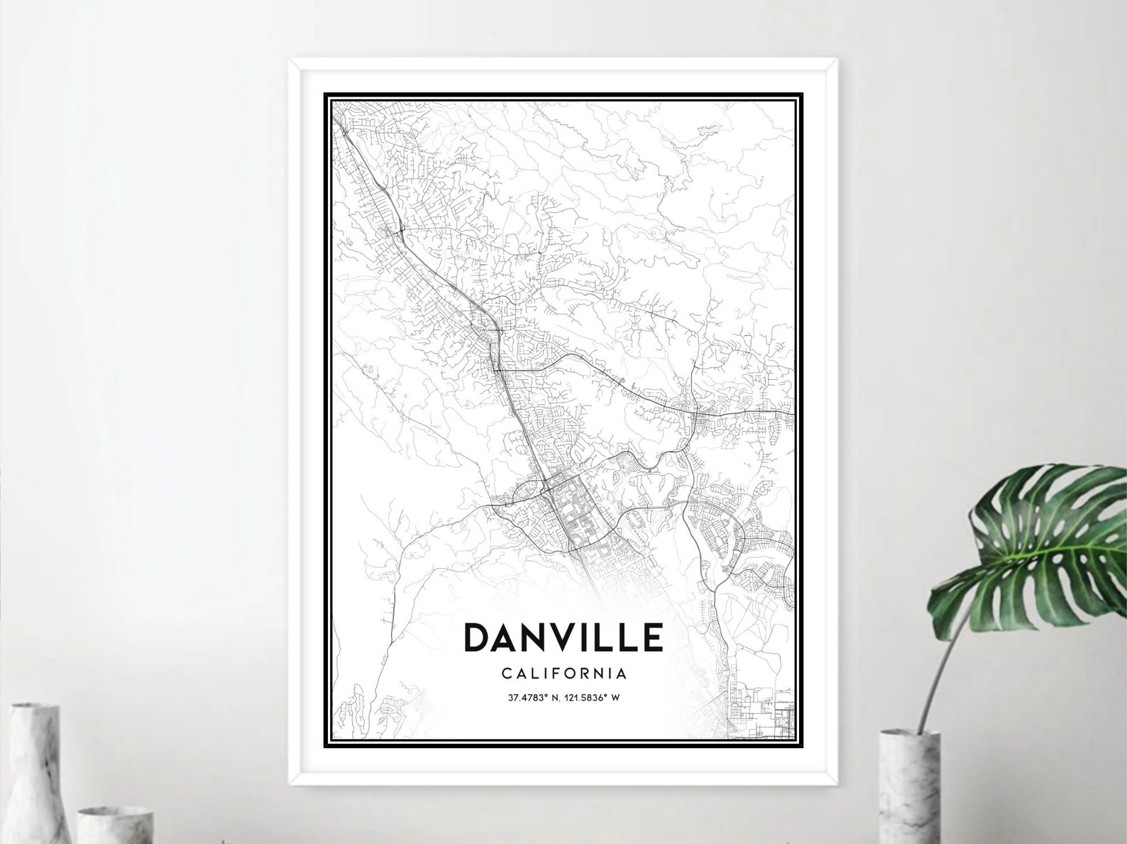Danville Map Print Danville Map Poster Wall Art Ca City | Etsy