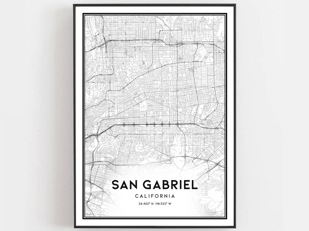 San Gabriel Map Print, San Gabriel Map Poster Wall Art, Ca City Map ...