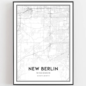 New Berlin Map Print, New Berlin Map Poster Wall Art, Wi City Map ...