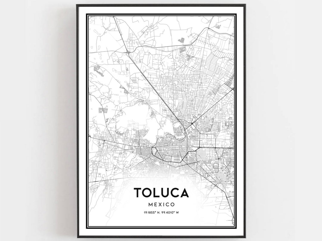 Toluca Mapa Print Toluca Mapa Póster Arte mural Toluca Mapa - Etsy España