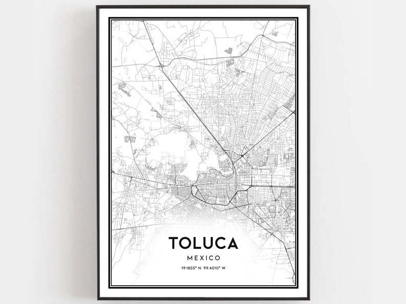 Toluca Mapa Print Toluca Mapa Póster Arte mural Toluca Mapa - Etsy España