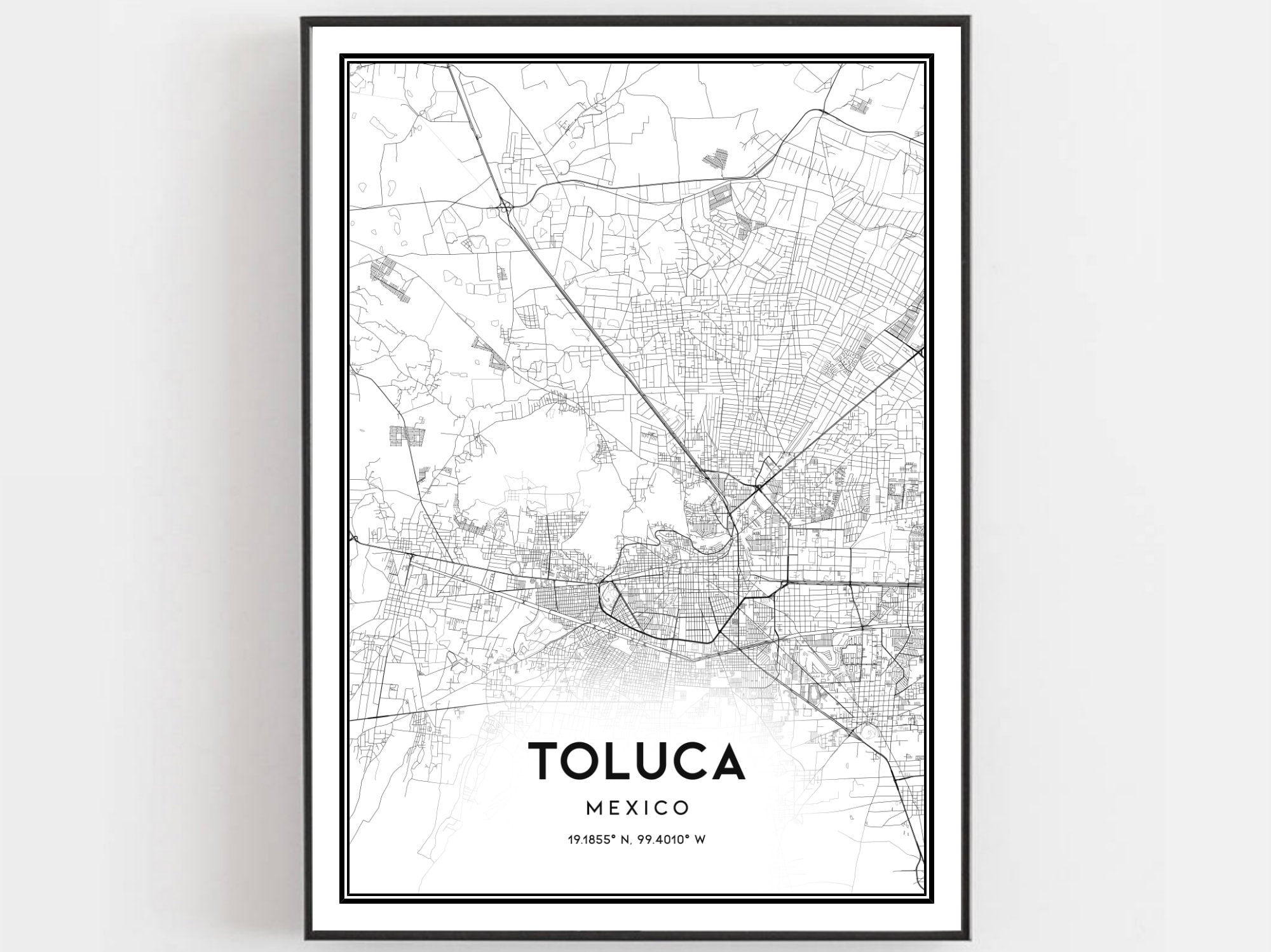 Toluca Map Print Toluca Map Poster Wall Art Toluca City Map - Etsy