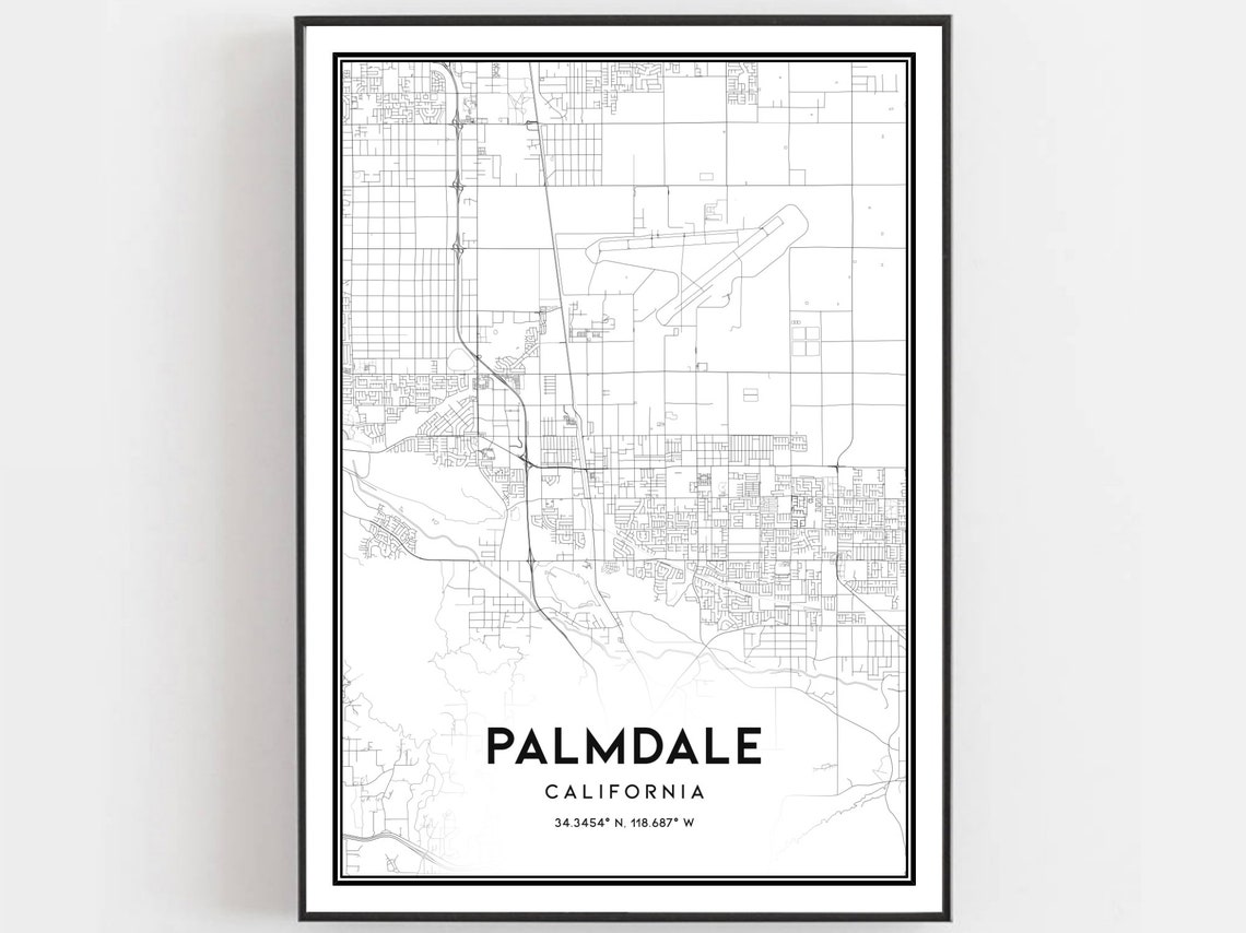 Palmdale Map Print Palmdale Map Poster Wall Art Ca City Map | Etsy