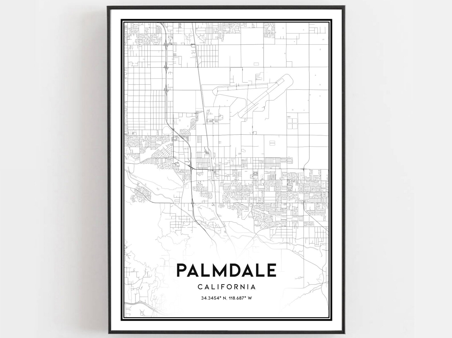 Palmdale Map Print Palmdale Map Poster Wall Art Ca City Map | Etsy