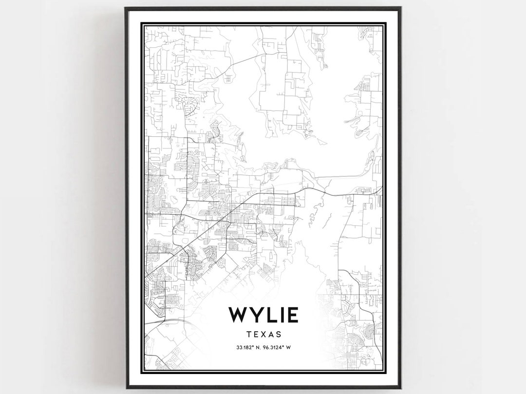 Wylie Map Print, Wylie Map Poster Wall Art, Tx City Map, Texas Print ...