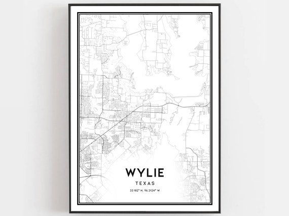 Wylie Map Print Wylie Map Poster Wall Art Tx City Map Texas | Etsy