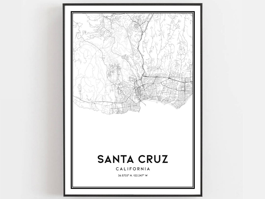 Santa Cruz Map Print, Santa Cruz Map Poster Wall Art, Ca City Map ...