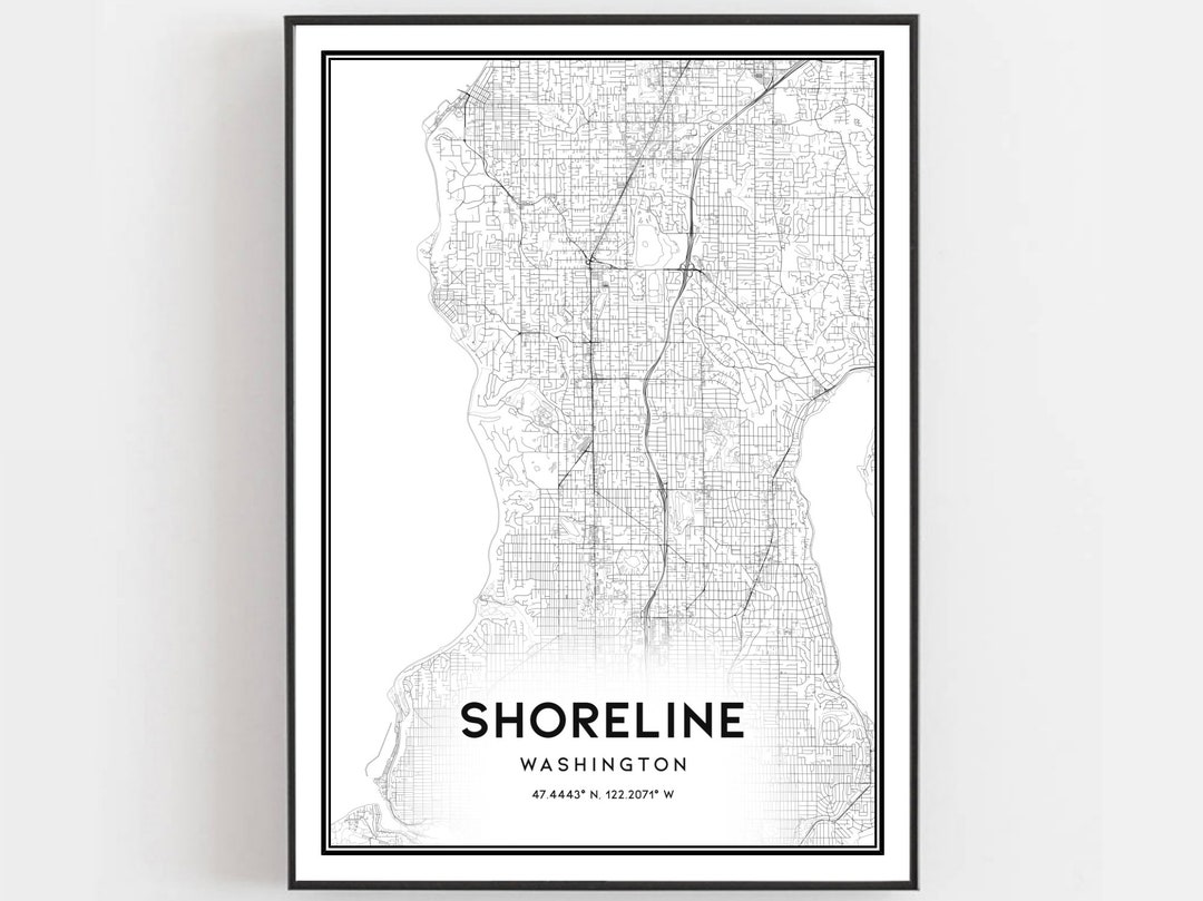 Shoreline Map Print, Shoreline Map Poster Wall Art, Wa City Map ...