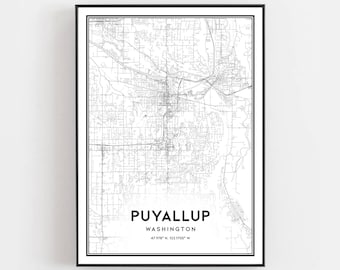 Puyallup Map Print, Puyallup Map Poster Wall Art, Wa City Map ...
