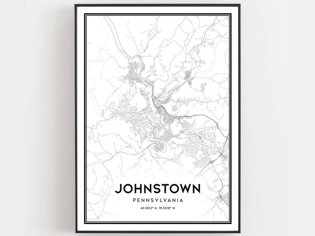 Johnstown Map Print, Johnstown Map Poster Wall Art, Pa City Map ...