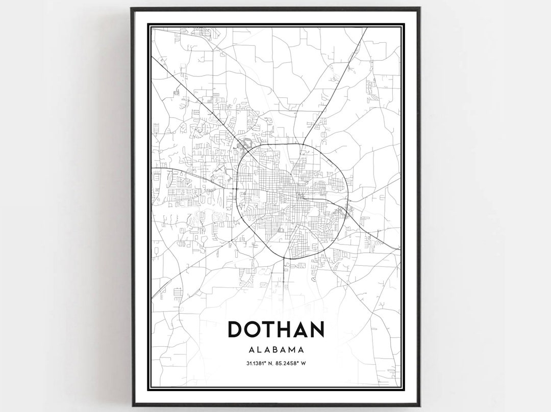 Dothan Map Print, Dothan Map Poster Wall Art, Al City Map, Alabama ...