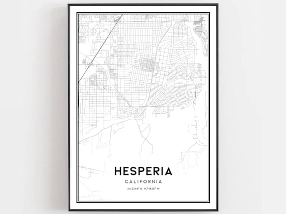 Hesperia Map Print Hesperia Map Poster Wall Art Ca City Map - Etsy