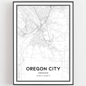 Oregon City Map Print, Oregon City Map Poster Wall Art, or City Map ...