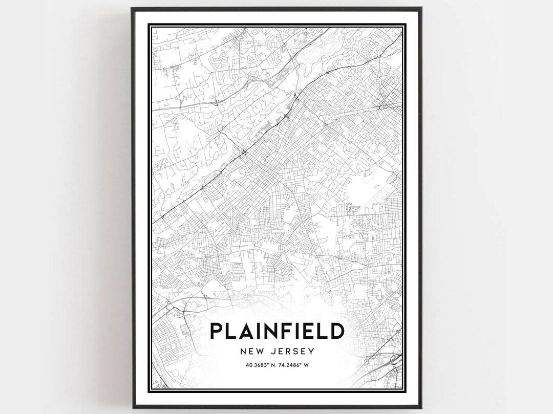 Plainfield Map Print, Plainfield Map Poster Wall Art, Nj City Map, New ...