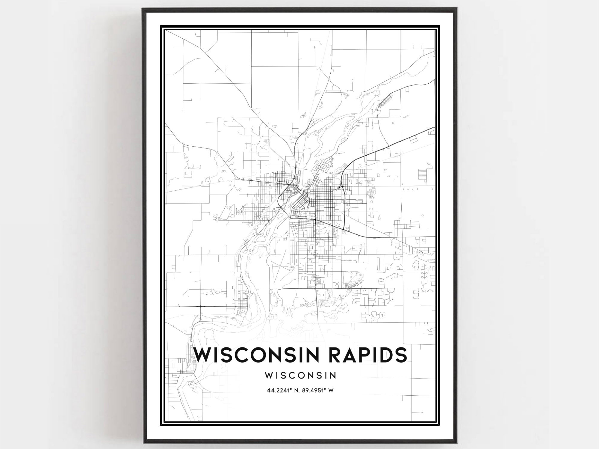 Wisconsin Rapids Map Print Wisconsin Rapids Map Poster Wall - Etsy