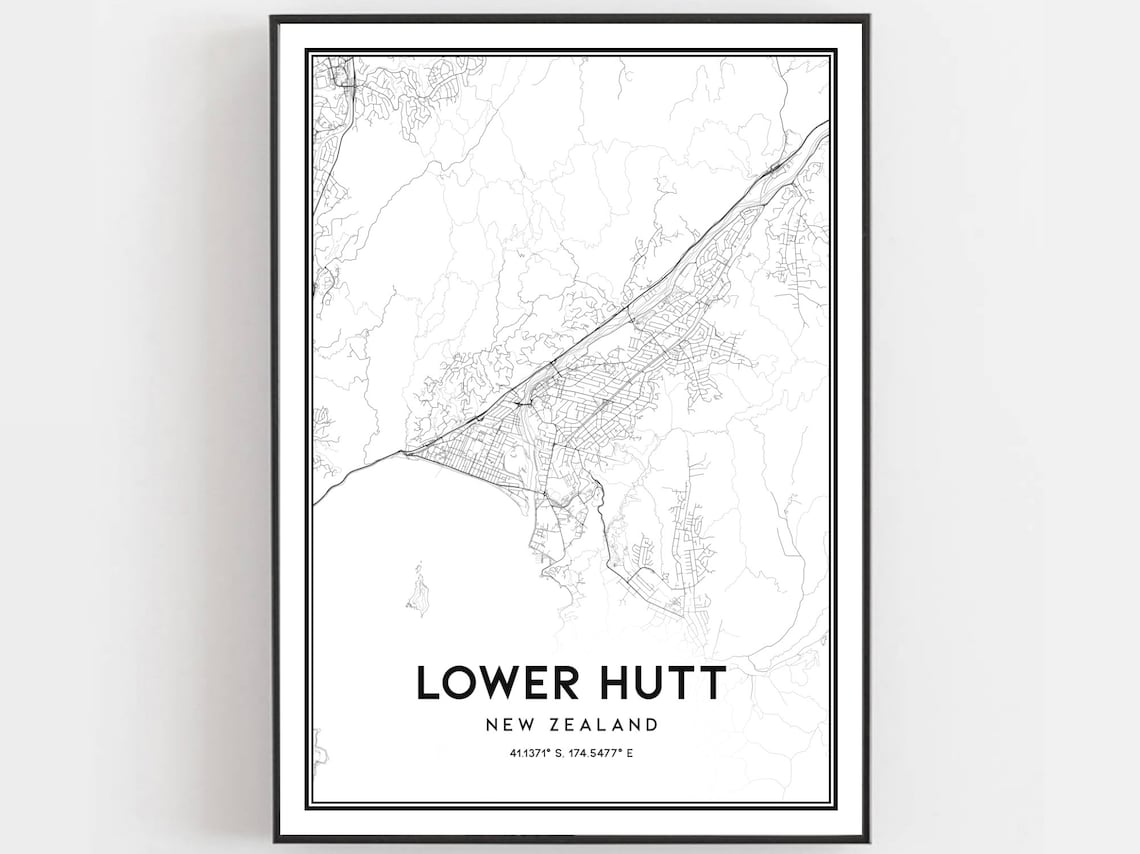 Lower Hutt Map Print Lower Hutt Map Poster Wall Art Lower - Etsy