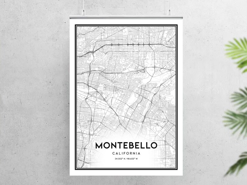 Montebello Map Print Montebello Map Poster Wall Art Ca City - Etsy UK