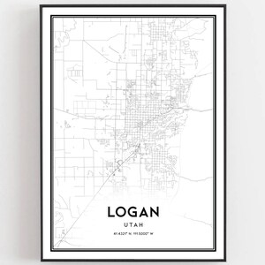 Logan Map Print, Logan Map Poster Wall Art, Ut City Map, Utah Print ...