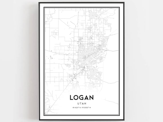 Logan Map Print Logan Map Poster Wall Art Ut City Map Utah | Etsy