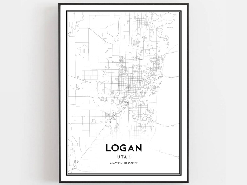 Logan Map Print, Logan Map Poster Wall Art, Ut City Map, Utah Print ...