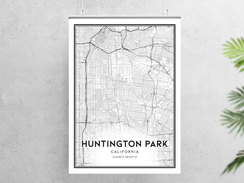 Huntington Park Map Print, Huntington Park Map Poster Wall Art, Ca City ...