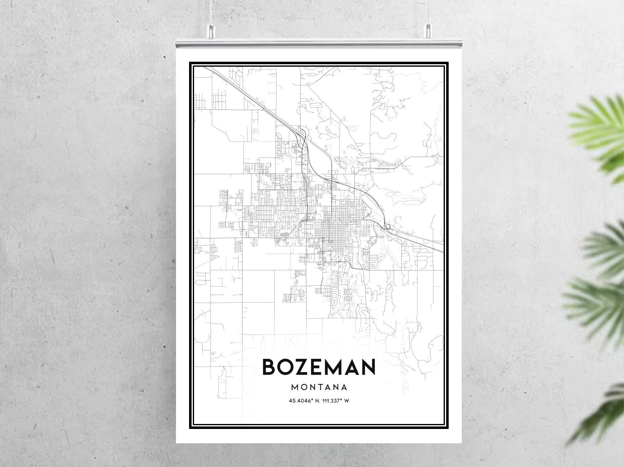 Bozeman Map Print Bozeman Map Poster Wall Art Mt City Map | Etsy