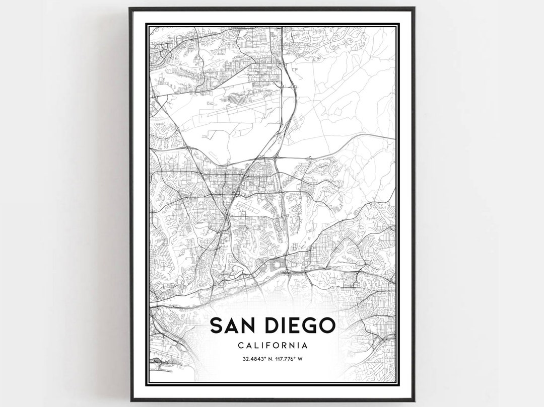 San Diego Map Print, San Diego Map Poster Wall Art, Ca City Map ...