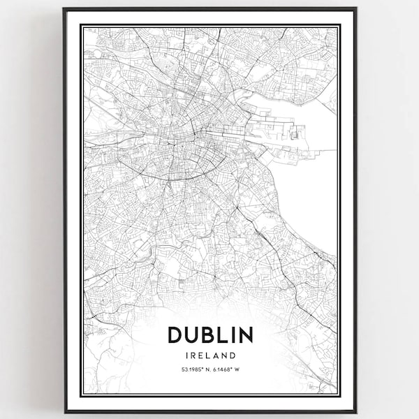 Dublin City Print, Street Map Art - Etsy