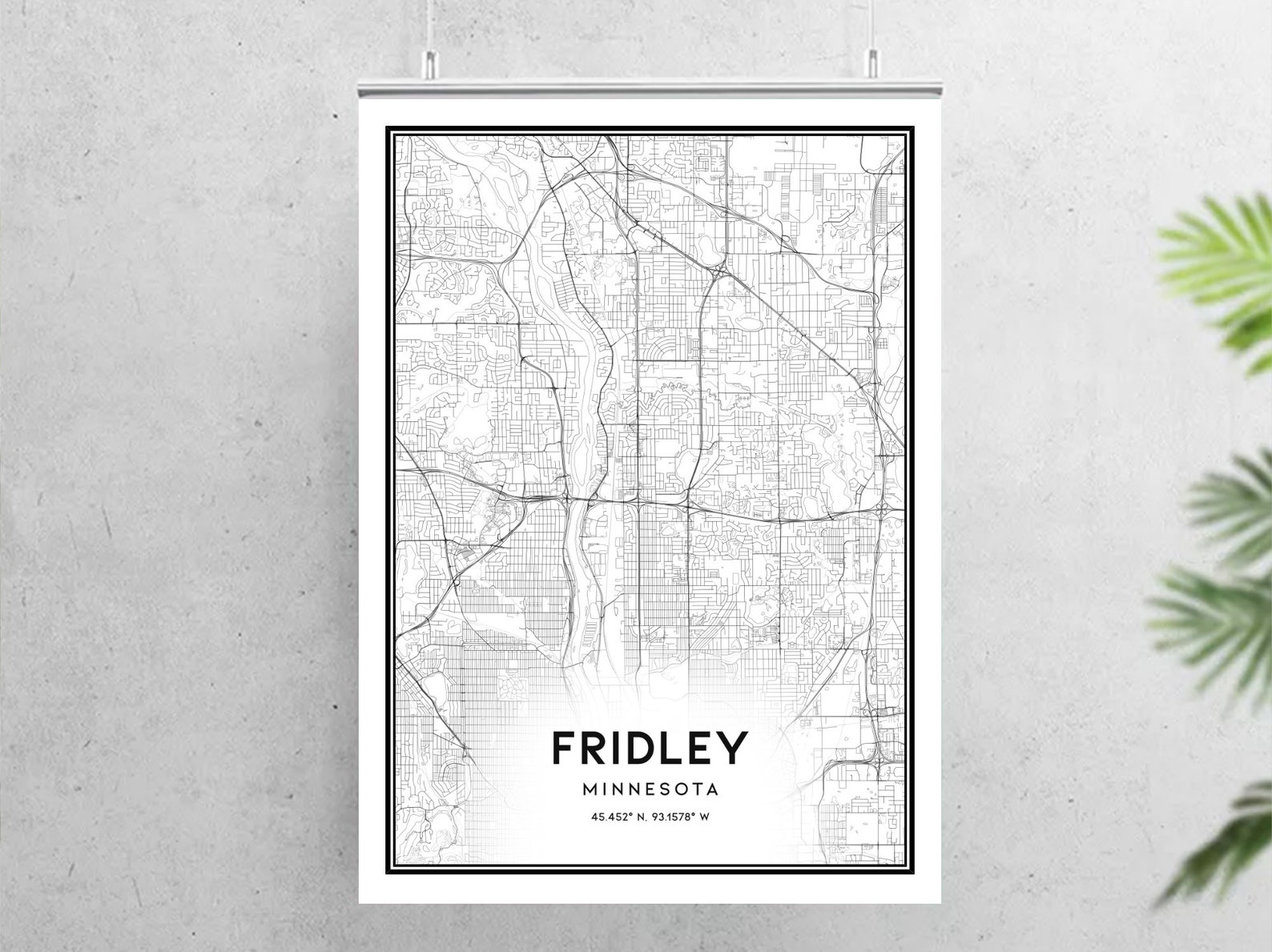 Fridley Map Print, Fridley Map Poster Wall Art, Mn City Map, Minnesota ...