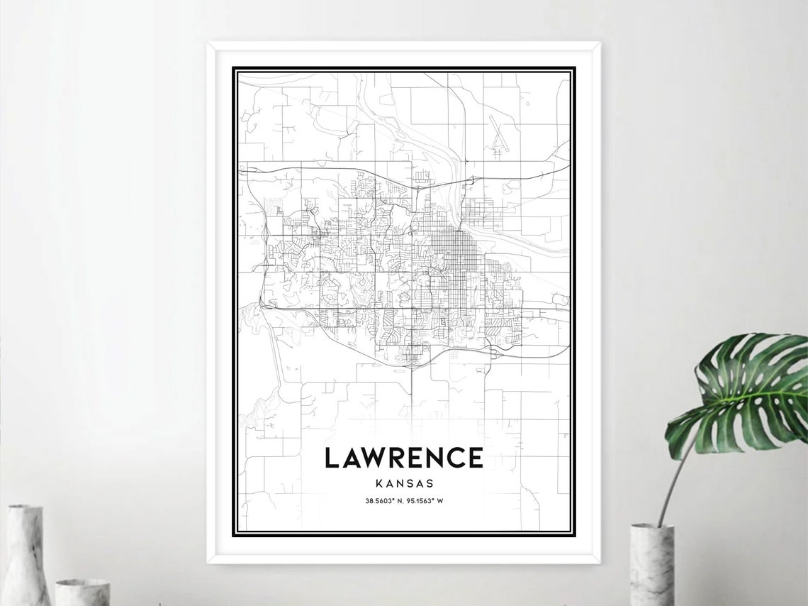 Lawrence Map Print, Lawrence Map Poster Wall Art, Ks City Map, Kansas ...