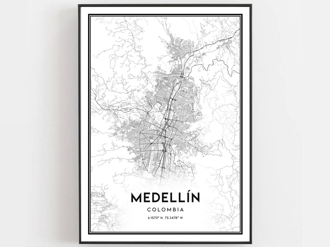 Medellín Map Print, Medellín Map Poster Wall Art, Medellín City Map ...