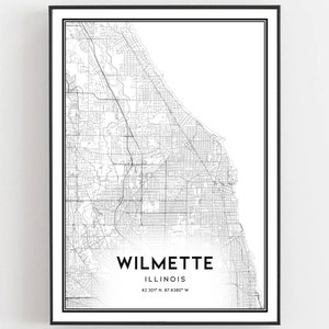 Wilmette Map Print, Wilmette Map Poster Wall Art, Il City Map, Illinois ...