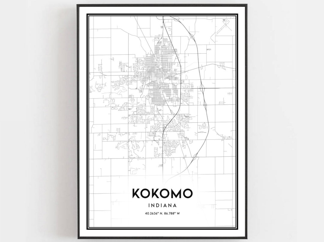 Kokomo Map Print, Kokomo Map Poster Wall Art, in City Map, Indiana ...