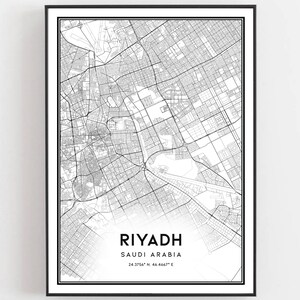Riyadh Map Print, Riyadh Map Poster Wall Art, Riyadh City Map, Riyadh ...